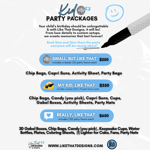 Party Packages (for kids) – Like That Designs